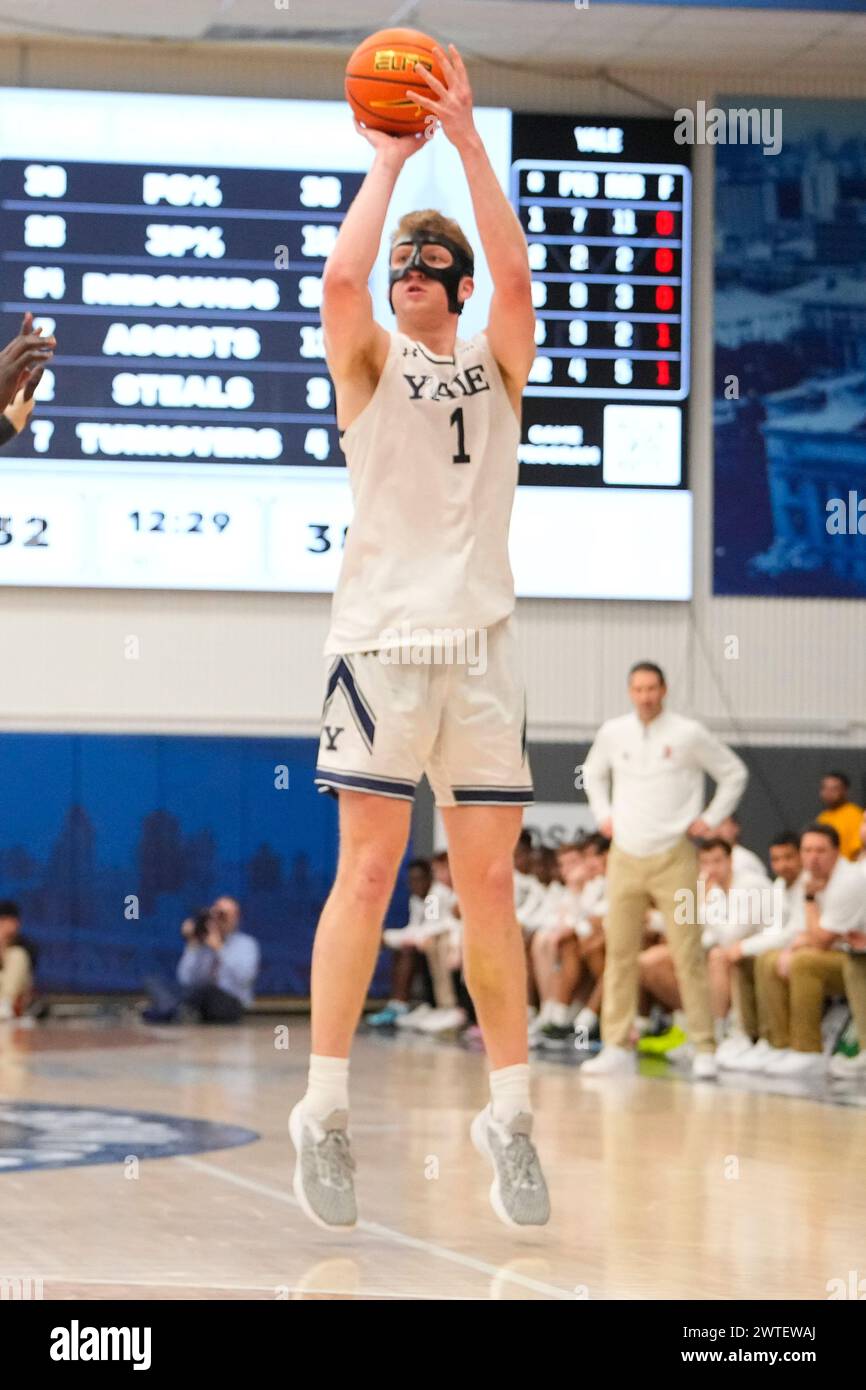 NEW YORK, NY - MARCH 17: Yale Bulldogs Forward Danny Wolf (1) shoots a ...