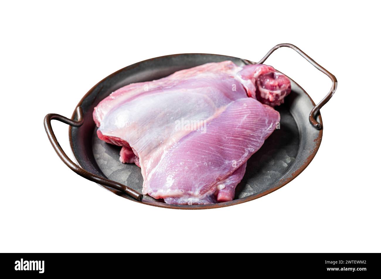 Raw Turkey boneless and skinless thigh fillet. Farm eco meat. Isolated ...