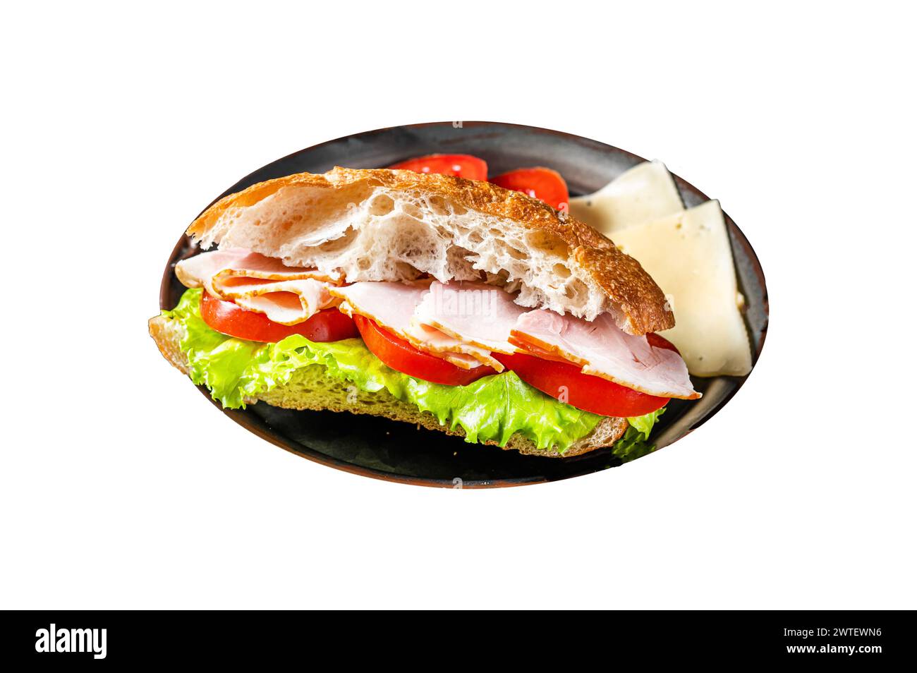 Deli meat sandwich with turkey ham, cheese, tomato and Lettuce ...