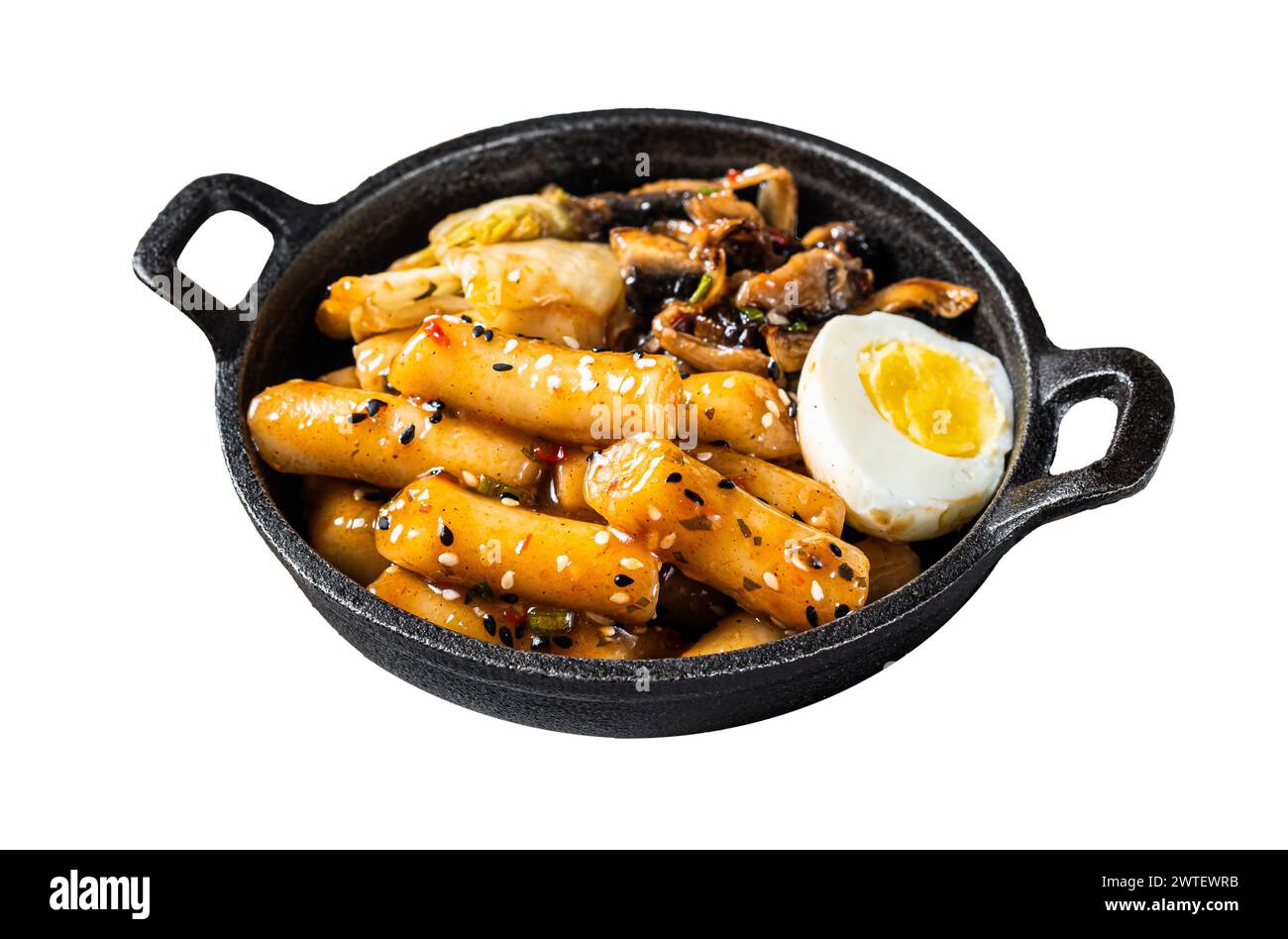 Tteokbokki, Topokki stick rice cake in spicy sauce with egg and ...