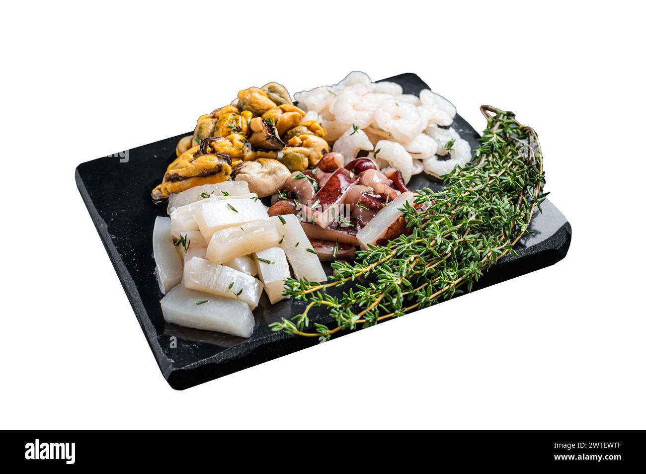 Seafood assorted platter, mix of mussels, clams, squid, octopus ...