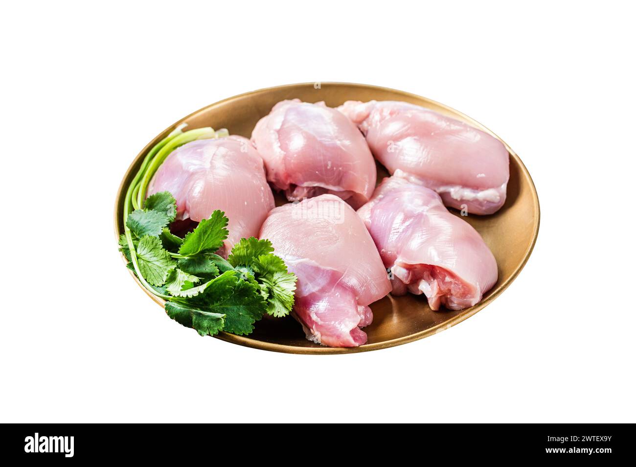 Free range Raw Boneless and skinless Chicken leg thigh fillet with ...