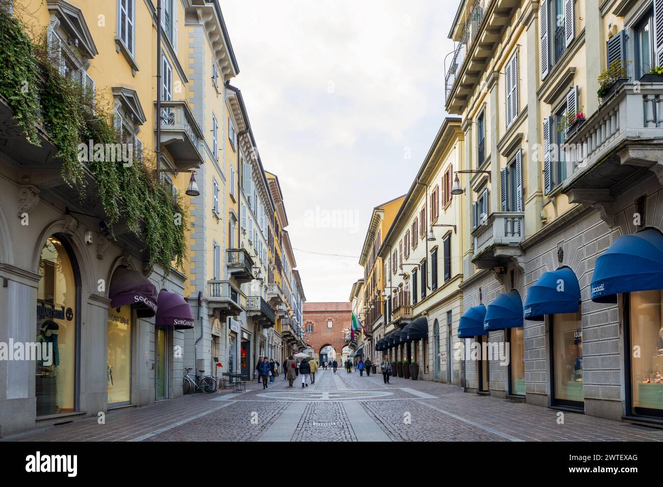 Monza, Italy - February 28, 2024: Historic buildings in the center of ...