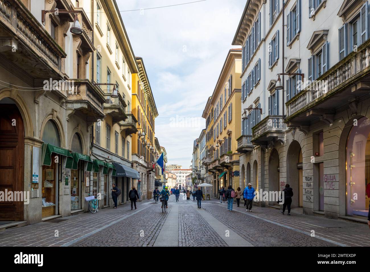 Monza, Italy - February 28, 2024: Historic buildings in the center of ...