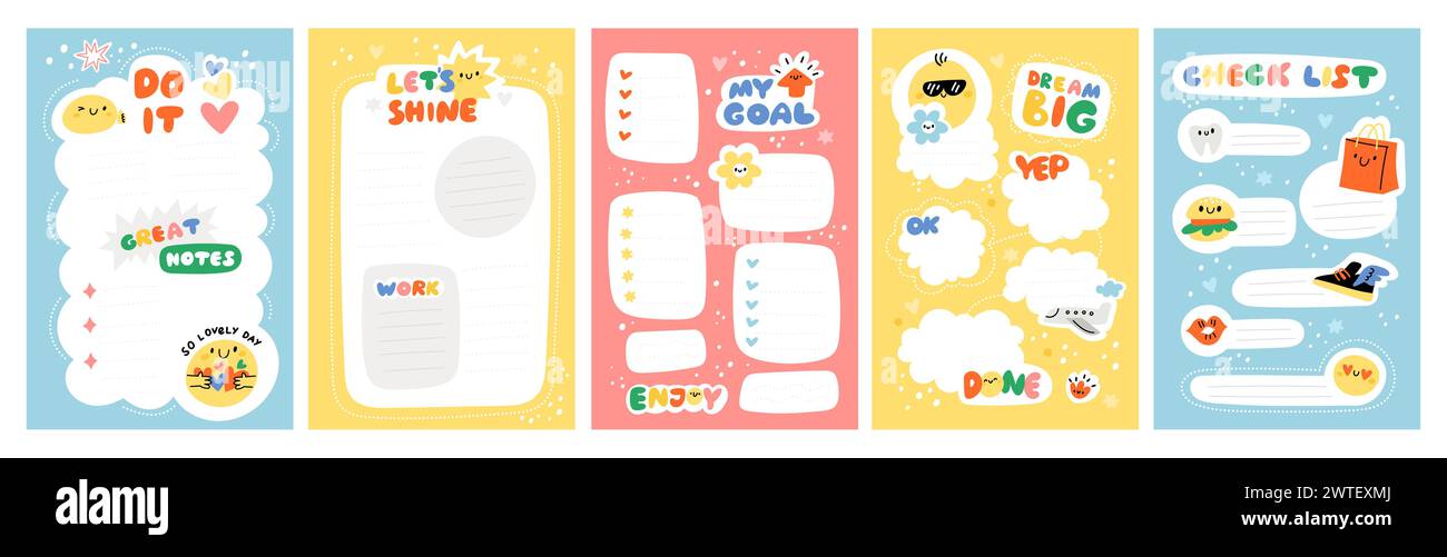 Trendy planner pages. Notebook stickers and organizer labels. Cute ...
