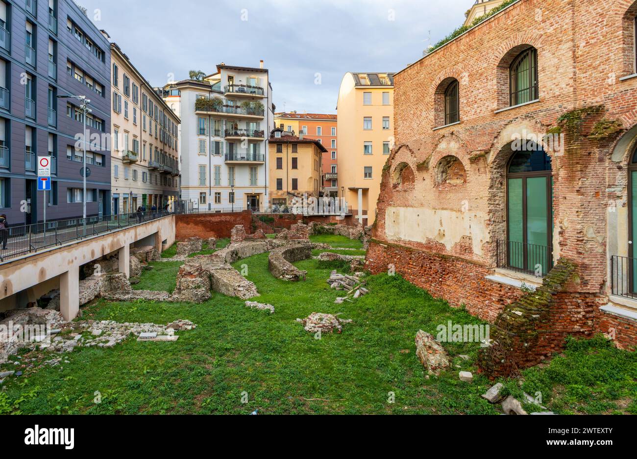 Ruins of the Imperial Palace of Maximian in Milan, Italy. Palazzo ...