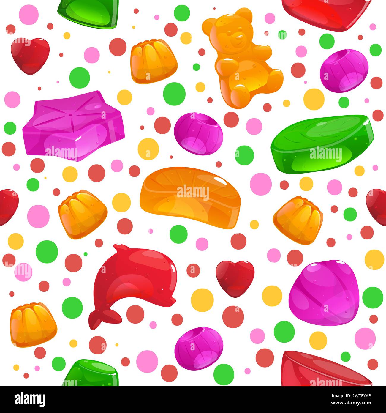 Jelly candies seamless pattern. Fruit gummy sweets. Color marmalade ...