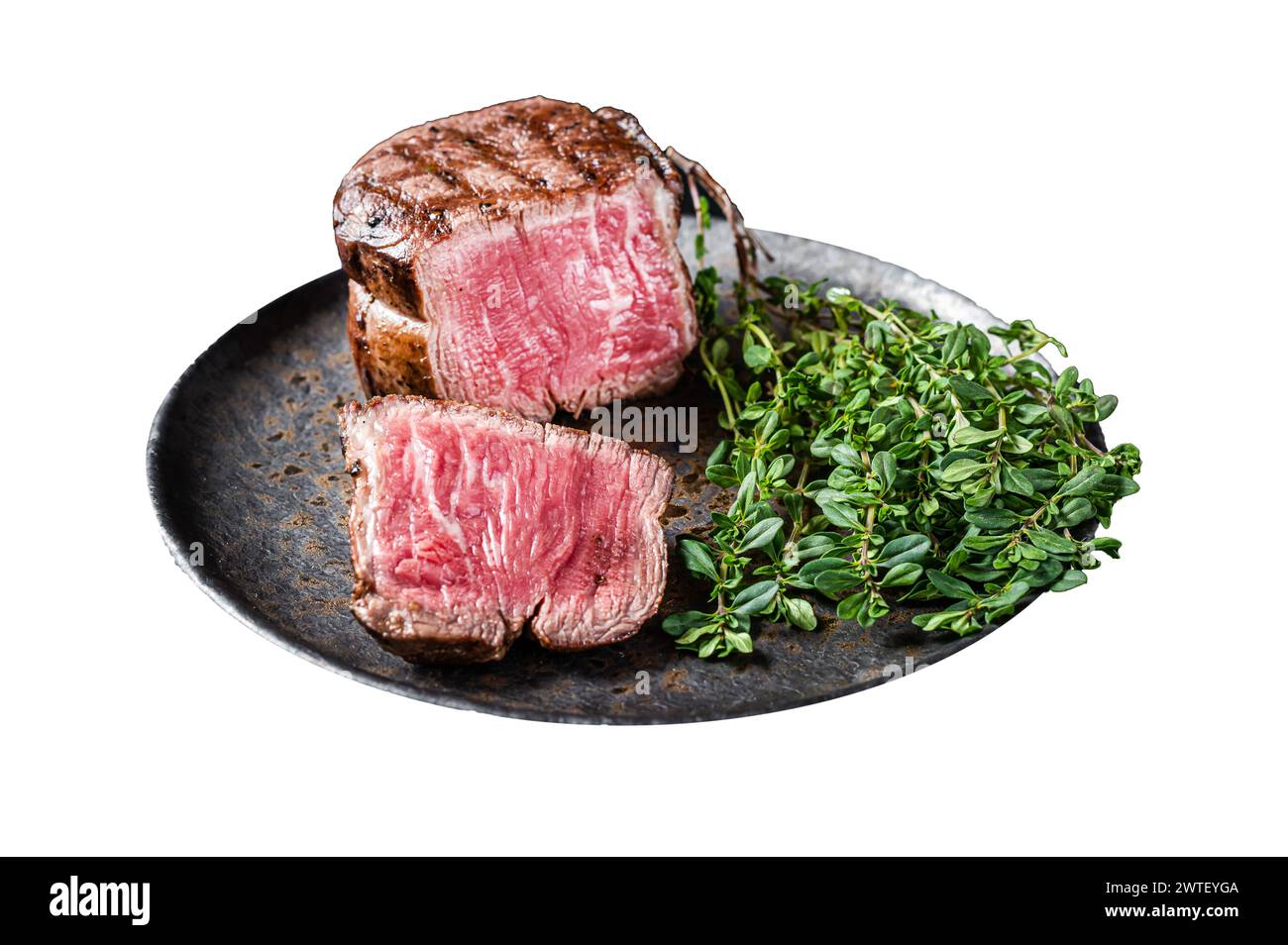 Prime Fillet Mignon Steaks, grilled beef tenderloin meat. Isolated on ...