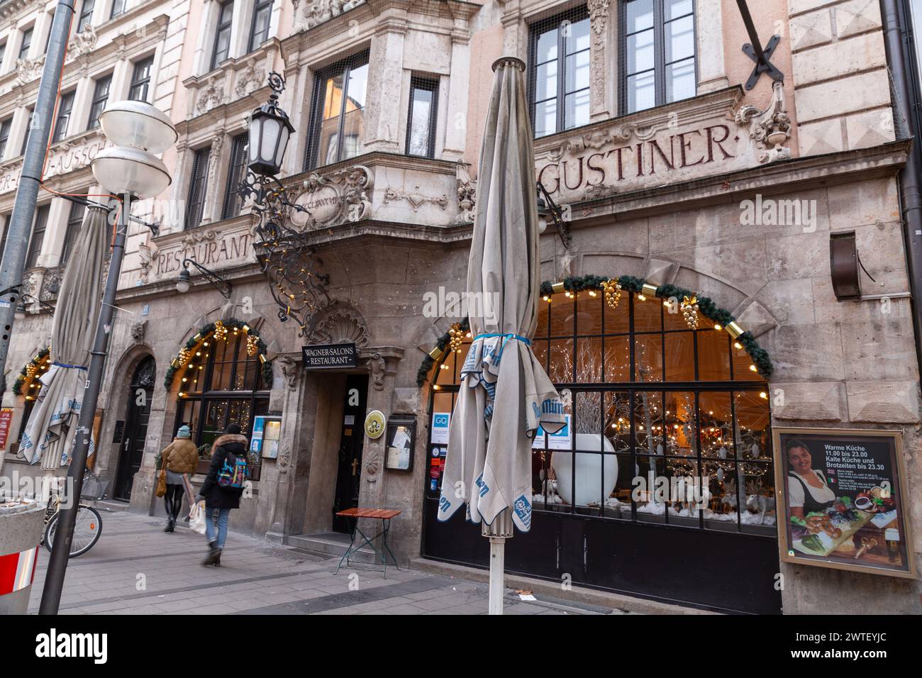 Munich, Germany - DEC 26, 2021: Wagner Salons Restaurant on Marienplatz ...