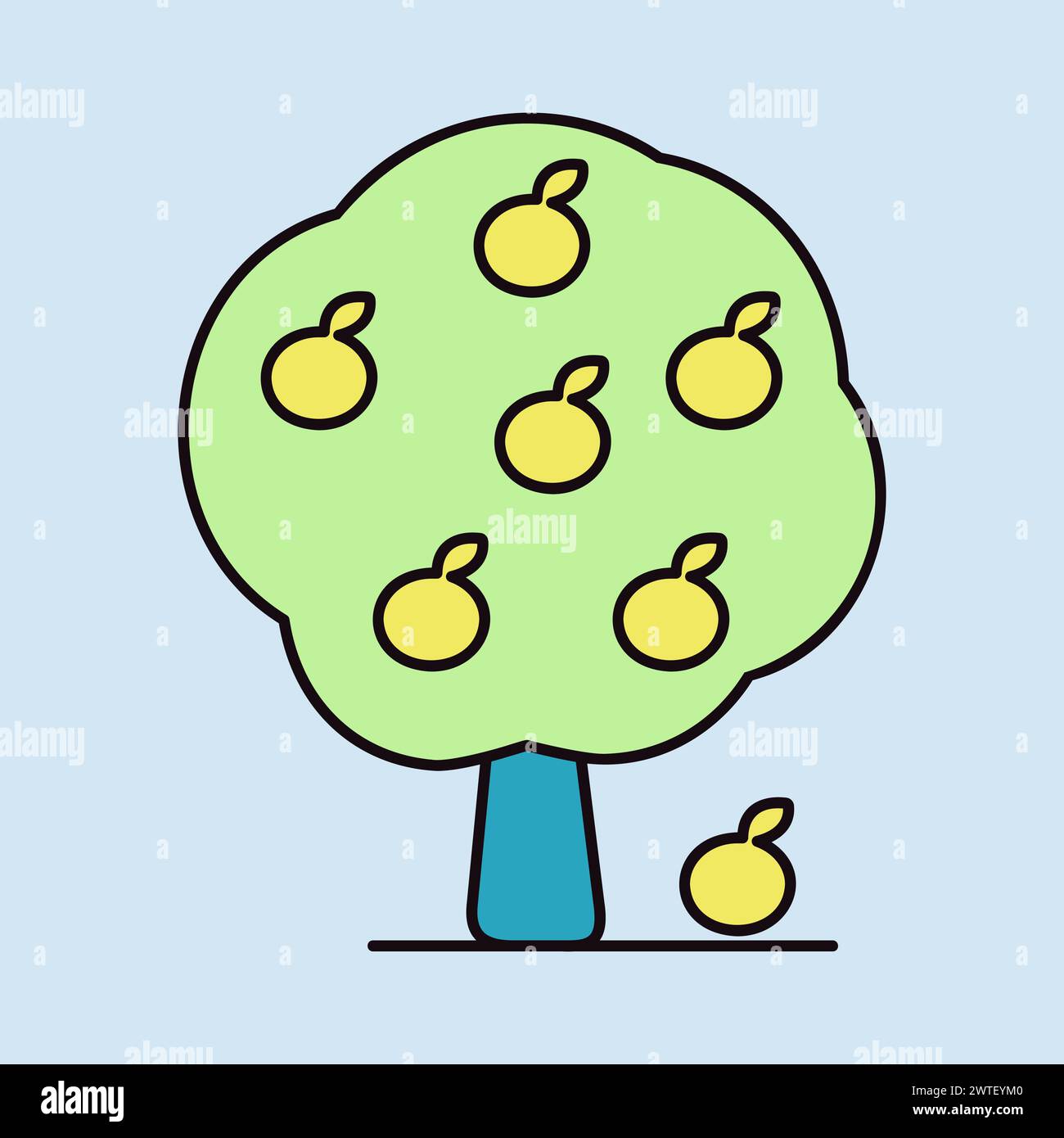 Apple tree vector icon. Graph symbol for agriculture, garden and plants ...