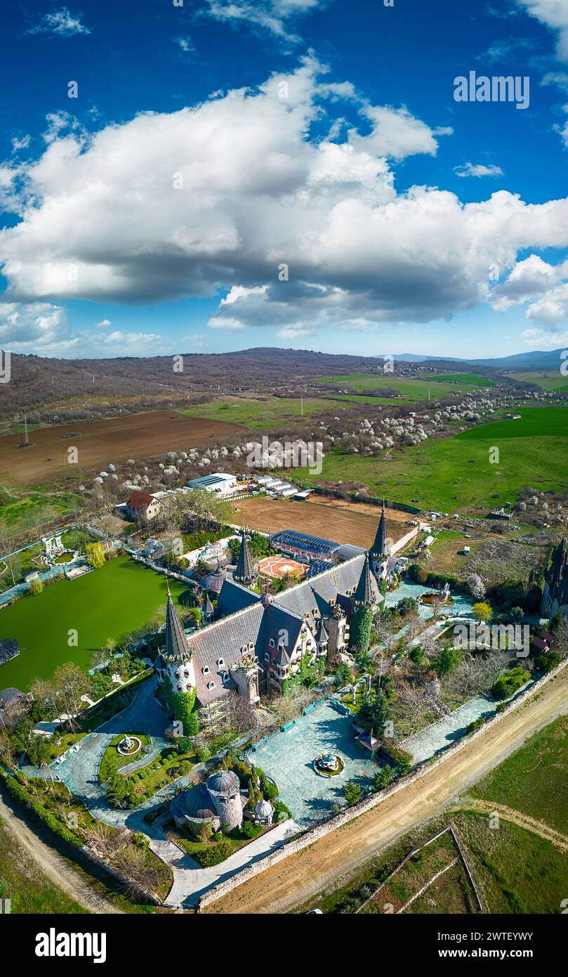 Aerial view of castle in amusement park in Ravadinovo Stock Photo - Alamy