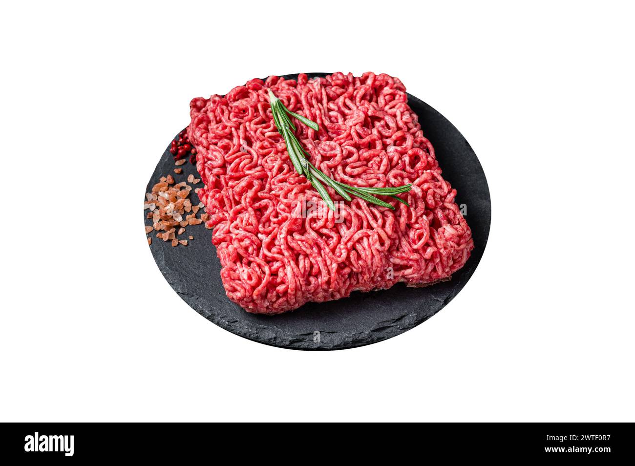 Uncooked beef veal Mince Meat, raw ground meat. Isolated on white ...