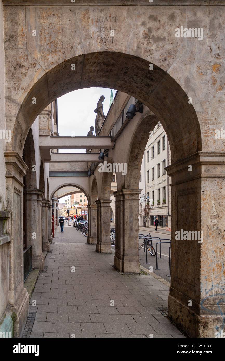 Munich, Germany - December 23, 2021: Typical architecture and street ...