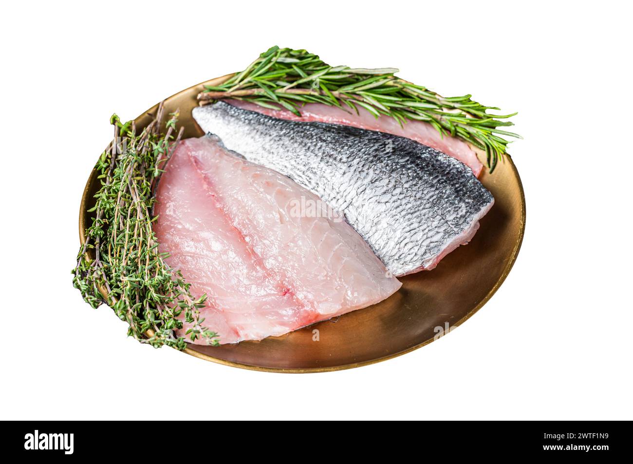 Fresh Raw Gilthead Sea bream fish fillets ready for cooking. Isolated ...