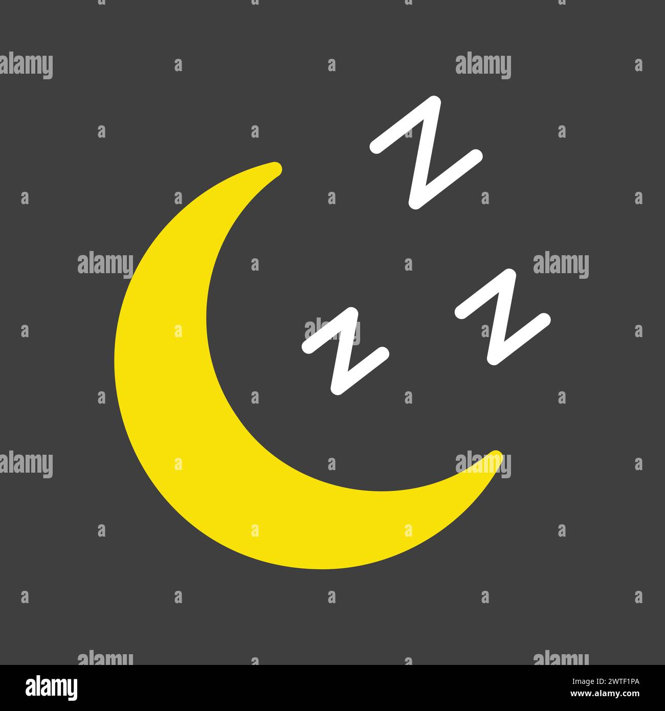 Sleeping time vector solid icon on dark background. Moon clock sign ...