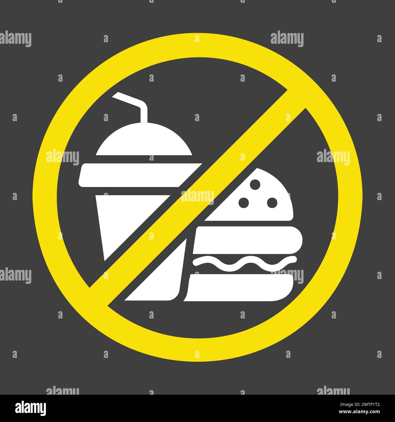No fast food and drink vector solid icon on dark background. Graph ...