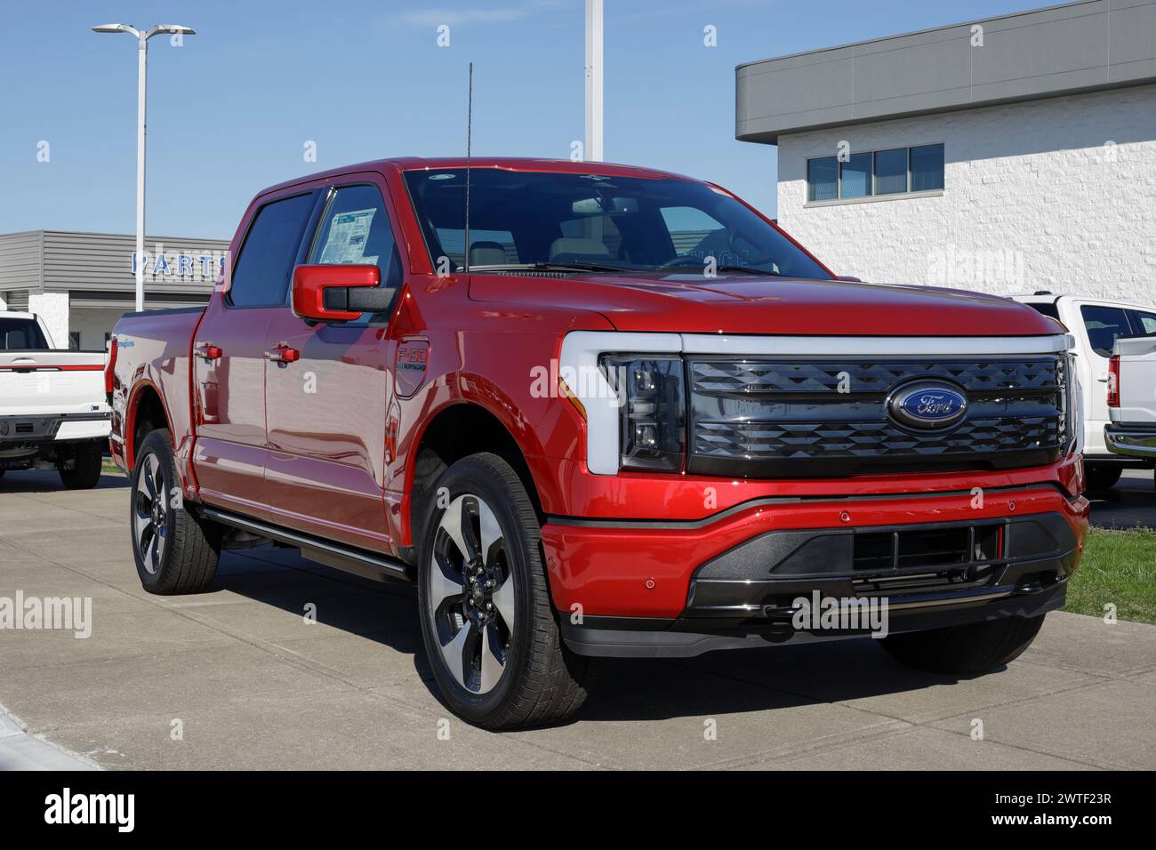 Greenwood - March 16, 2024: Ford F-150 Lightning Platinum display. Ford ...
