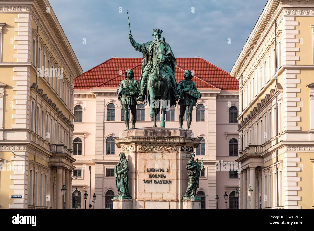 Munich, Germany - December 25, 2021: Bronze equestrian statue of Ludwig ...