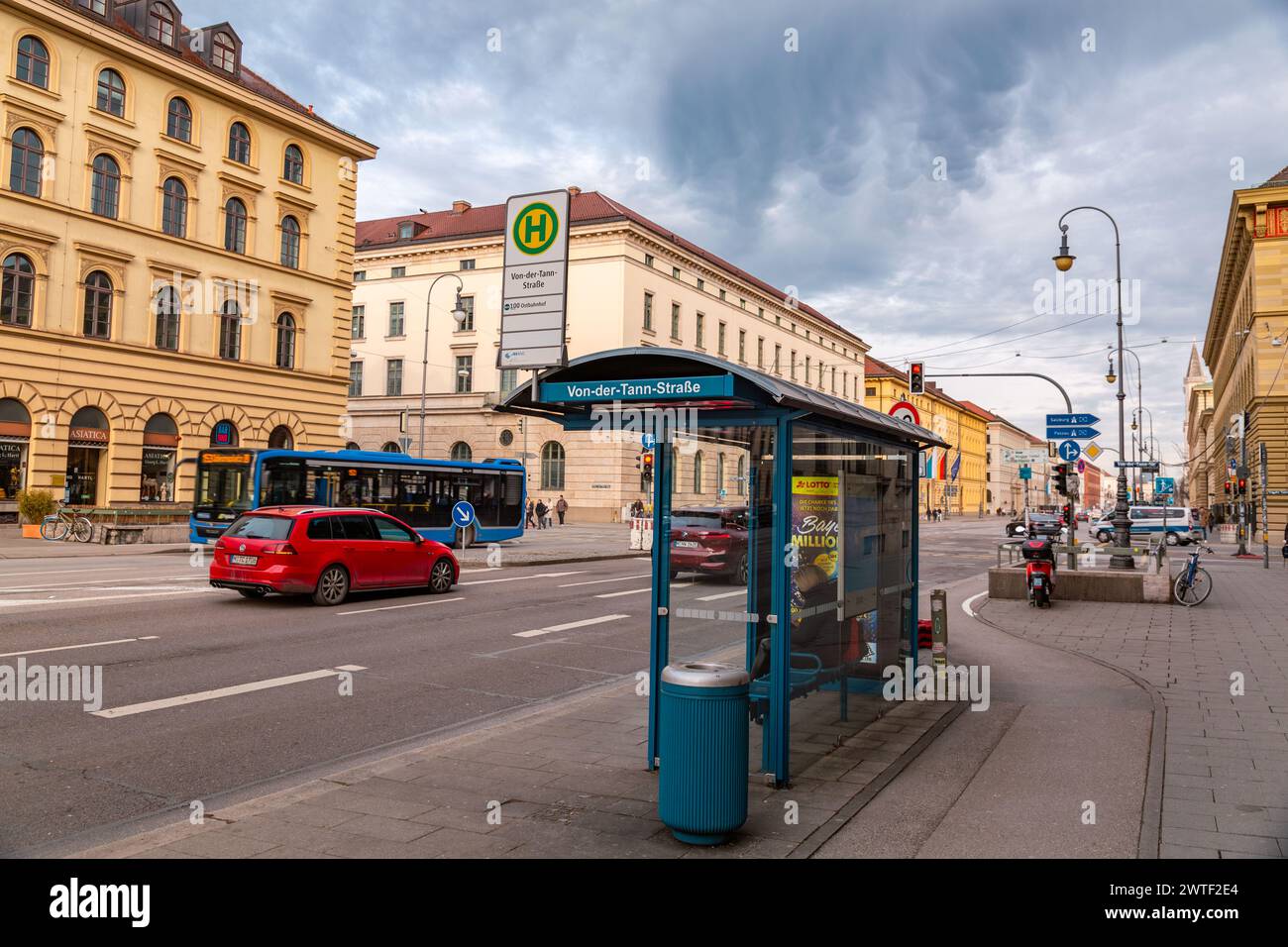 Munich, Germany - December 23, 2021: Leopoldstrasse is a major ...