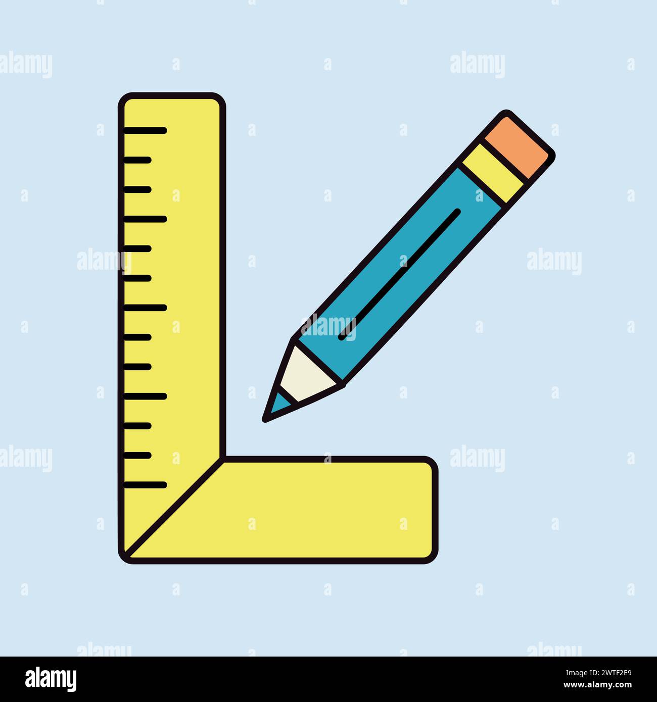 Carpenter square and pencil vector flat icon. Construction, repair and ...
