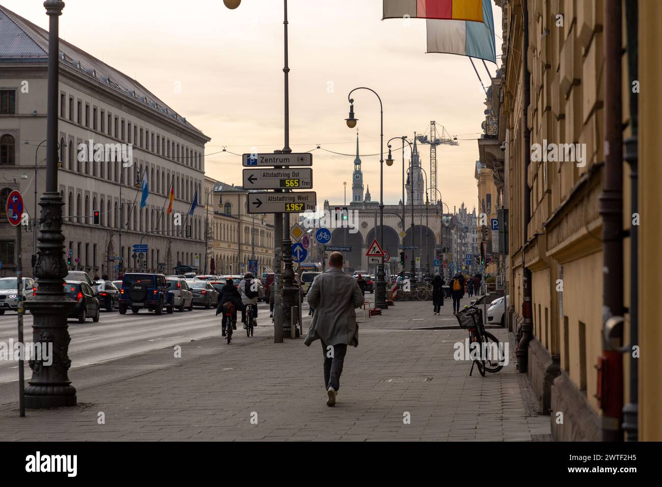 Munich, Germany - December 23, 2021: Leopoldstrasse is a major ...