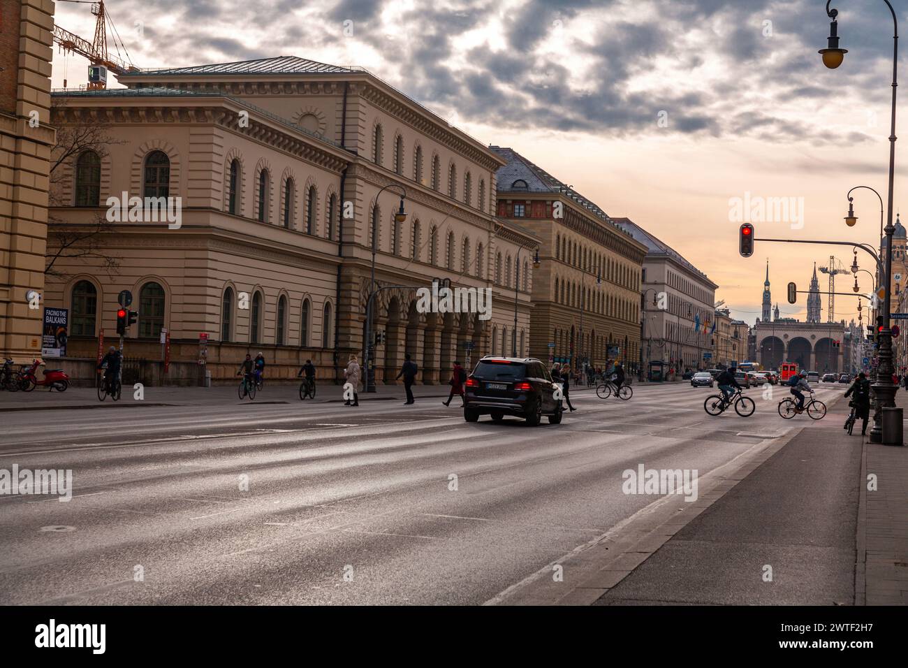 Munich, Germany - December 23, 2021: Leopoldstrasse is a major ...