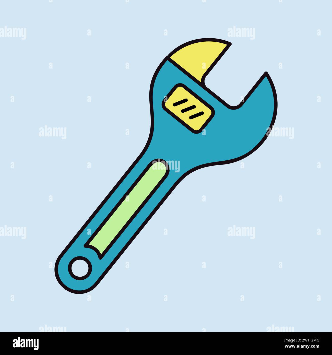 Adjustable spanner vector icon on dark background. Construction, repair ...