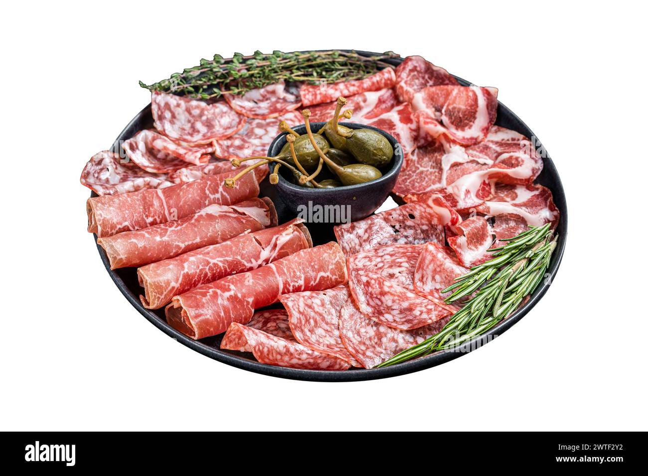 Italian Antipasto set platter, cured meat plate with Prosciutto crudo ...