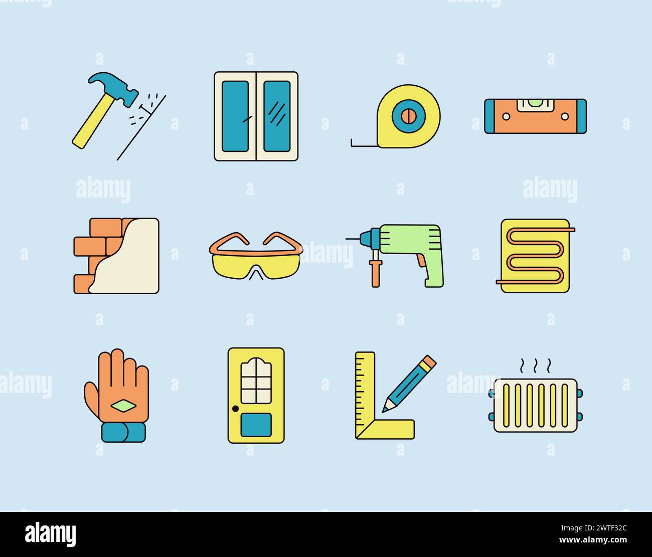 Set of building construction and home repair icons. Graph symbol for ...