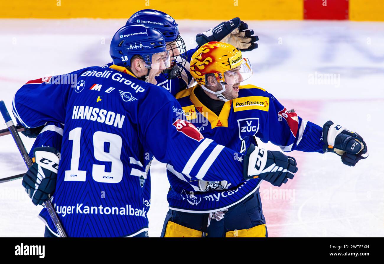 Zug, Switzerland, 17th Mar 2024: Top scorer Lino Martschini (EV Zug ...