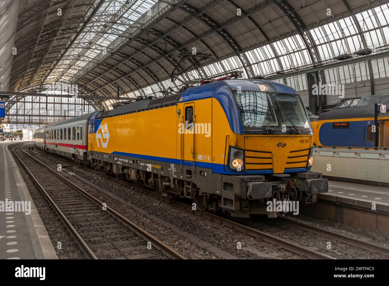Fast train from Berlin Germany arriving to Amsterdam main station ...