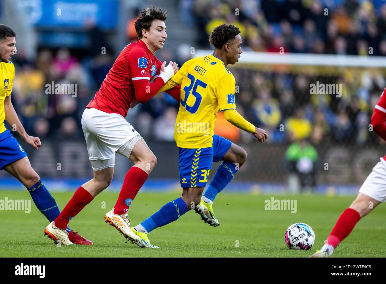 Brondby, Denmark. 17th Mar, 2024. Noah Nartey (35) of Broendby IF and ...