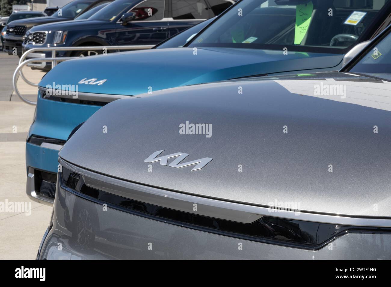 Indianapolis - March 16, 2024: Kia EV9 EV Electric Vehicle display at a ...