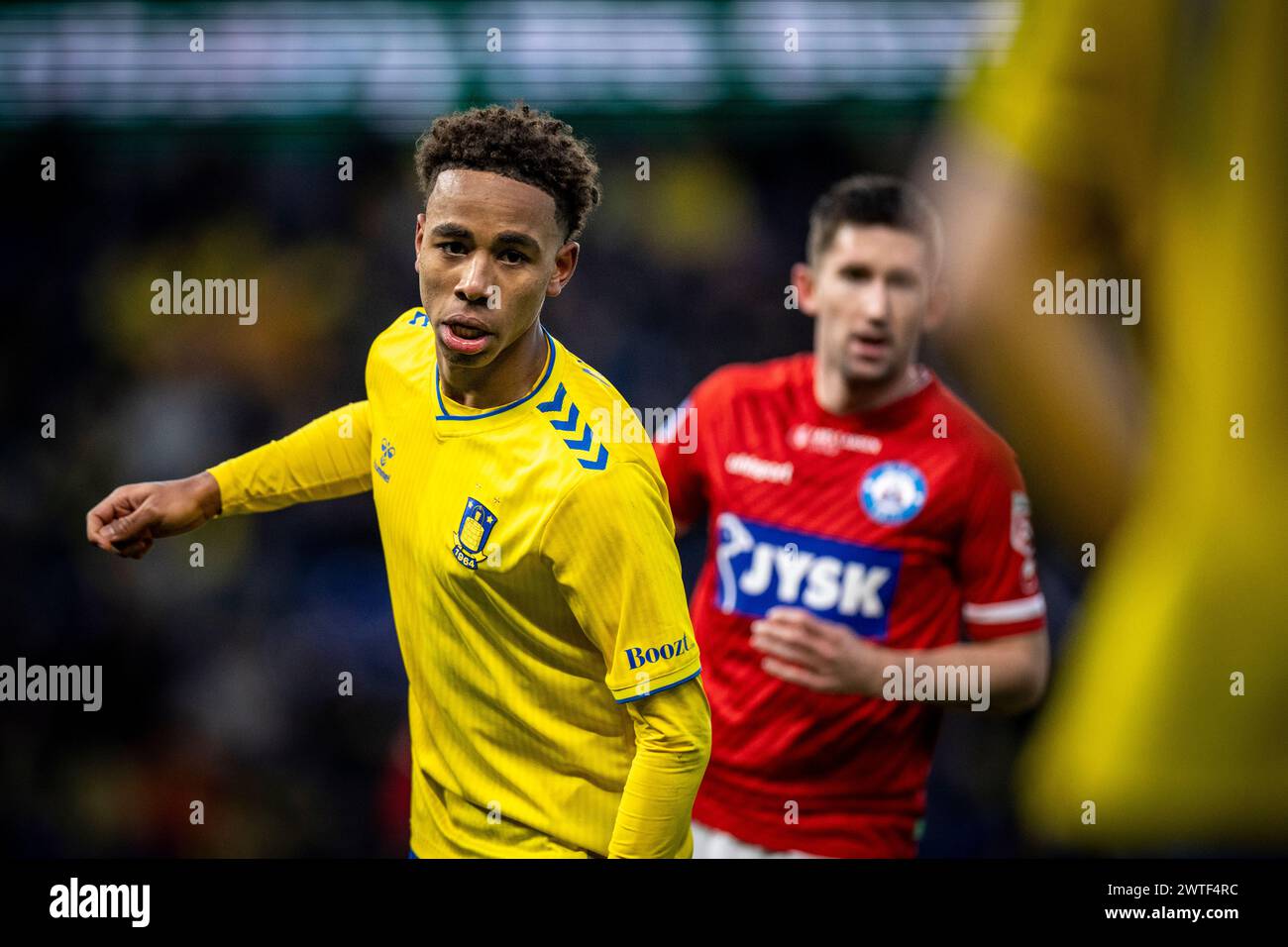 Brondby, Denmark. 17th Mar, 2024. Noah Nartey (35) of Broendby IF seen ...