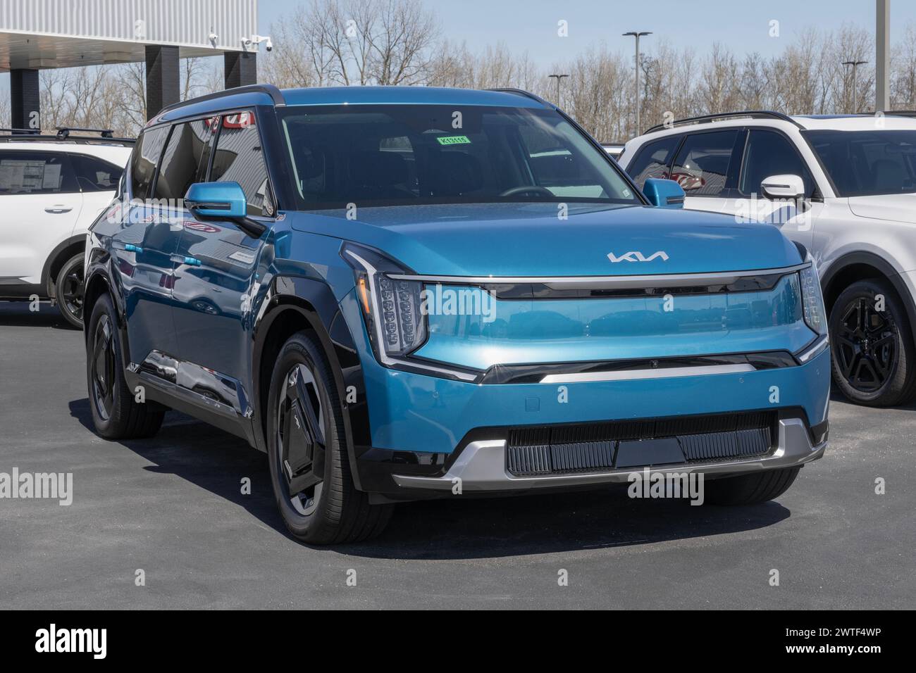 Indianapolis - March 16, 2024: Kia EV9 EV Electric Vehicle display at a ...