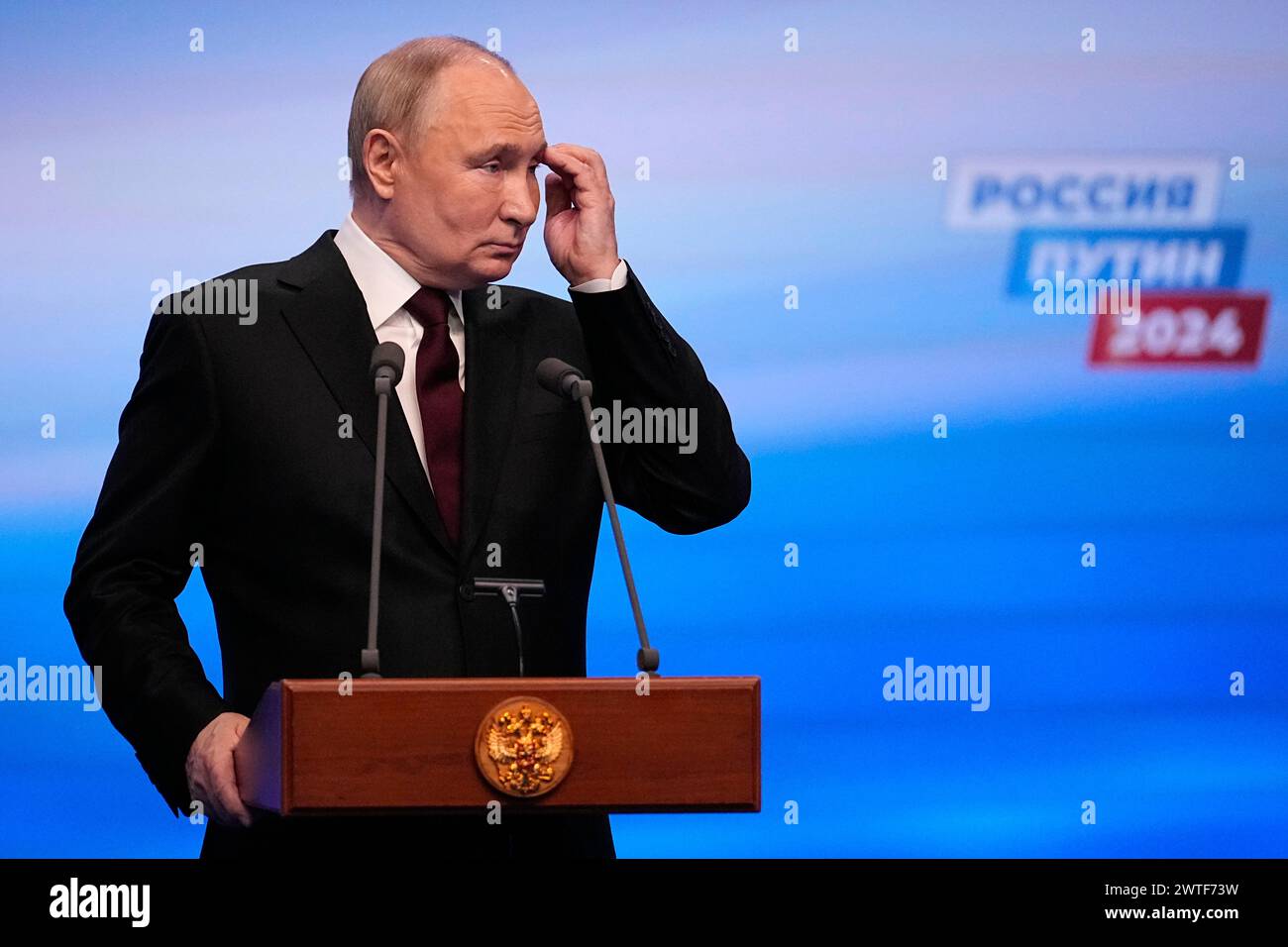 Russian President Vladimir Putin gestures while speaking on a visit to ...