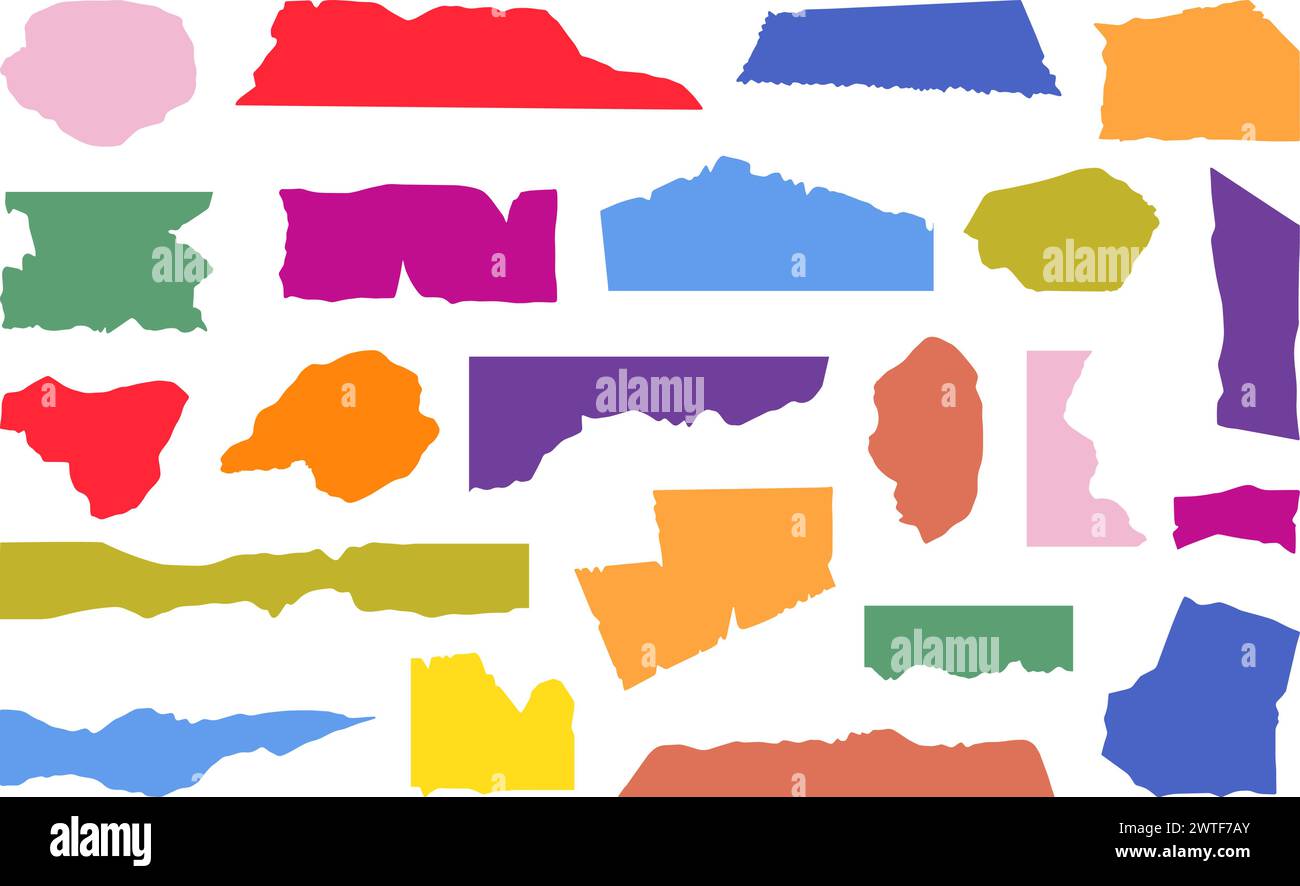 Sheets with torn edges. Colorful ripped papers for collage and ...