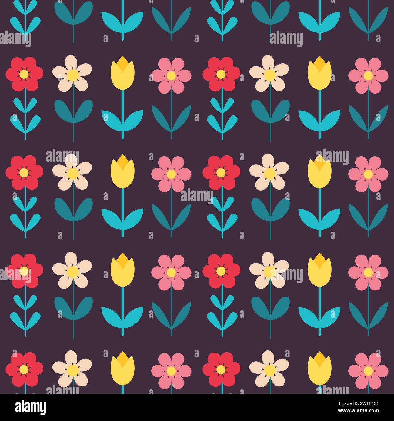 Spring Floral Pattern Vector Flat Illustration Stock Vector Image