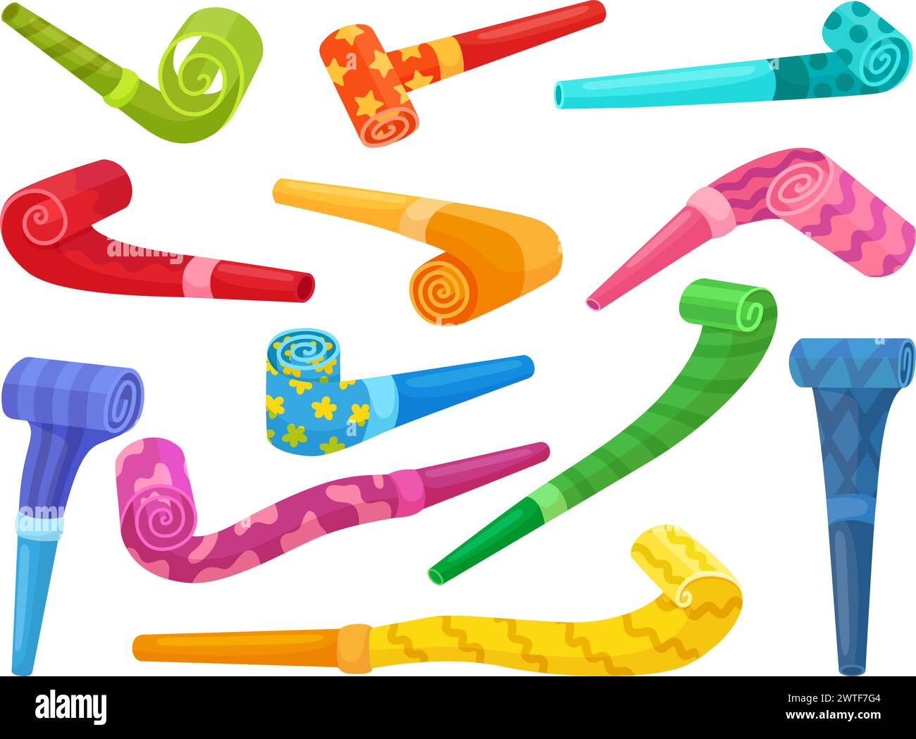 Children blowing horns birthday party Stock Vector Images - Alamy