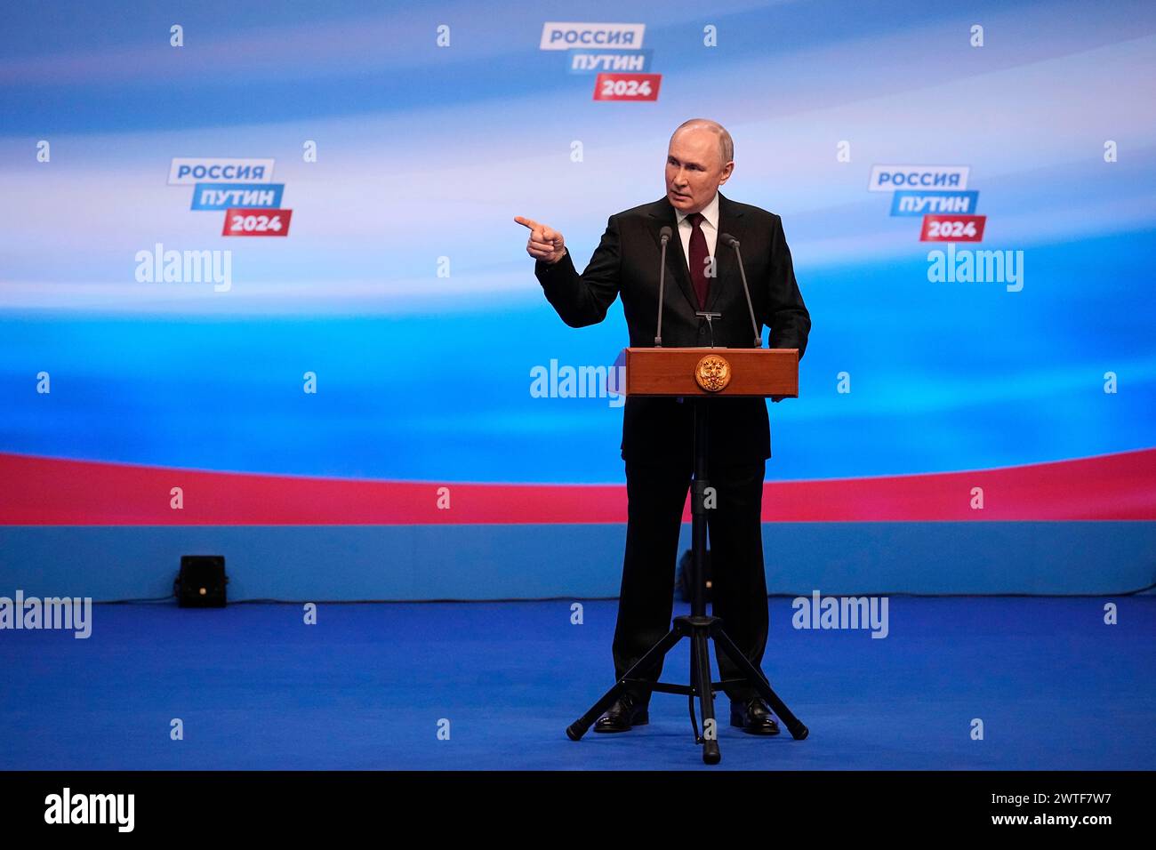 Russian President Vladimir Putin gestures while speaking on a visit to ...