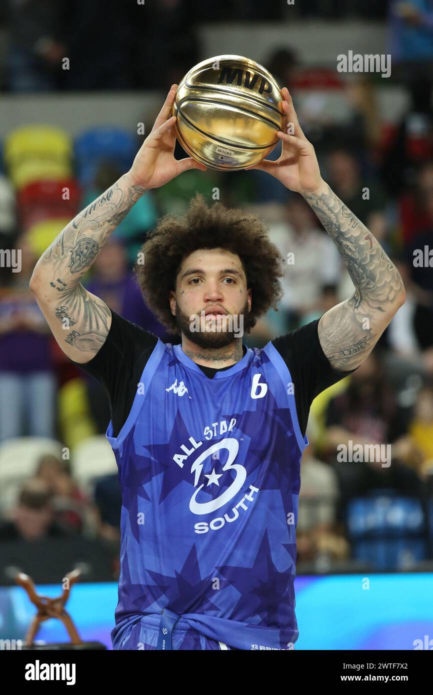 London, UK. 17th Mar, 2024. Teddy Allen of Men South All-Stars is ...