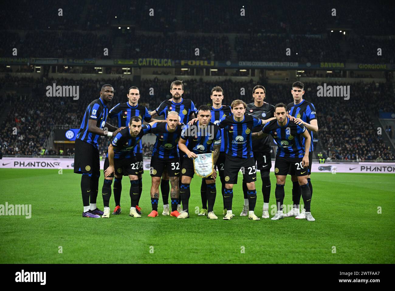 Milan, Italy. 17th Mar, 2024. Lineup of FC Inter during the Italian ...
