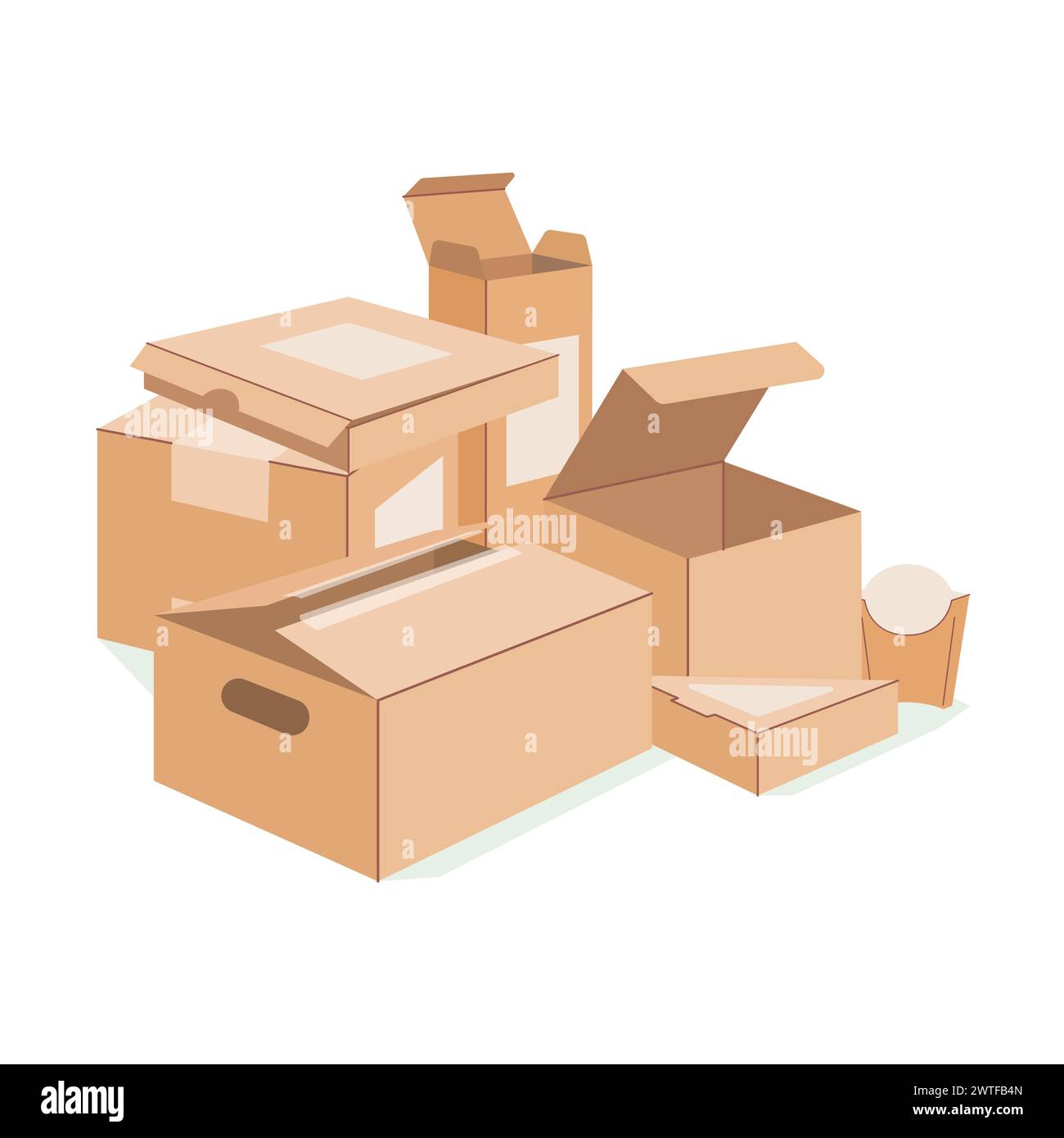 Hills of packages cardboard containers different geometric shapes ...