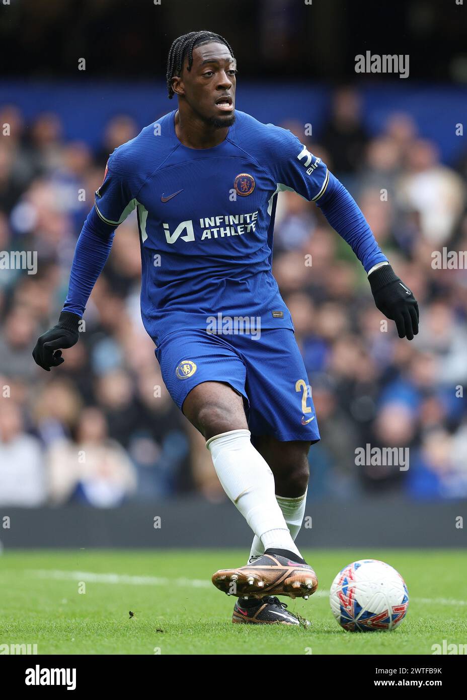 London, UK. 17th Mar, 2024. Axel Disasi of Chelsea during the FA Cup Quarter Final match at ...
