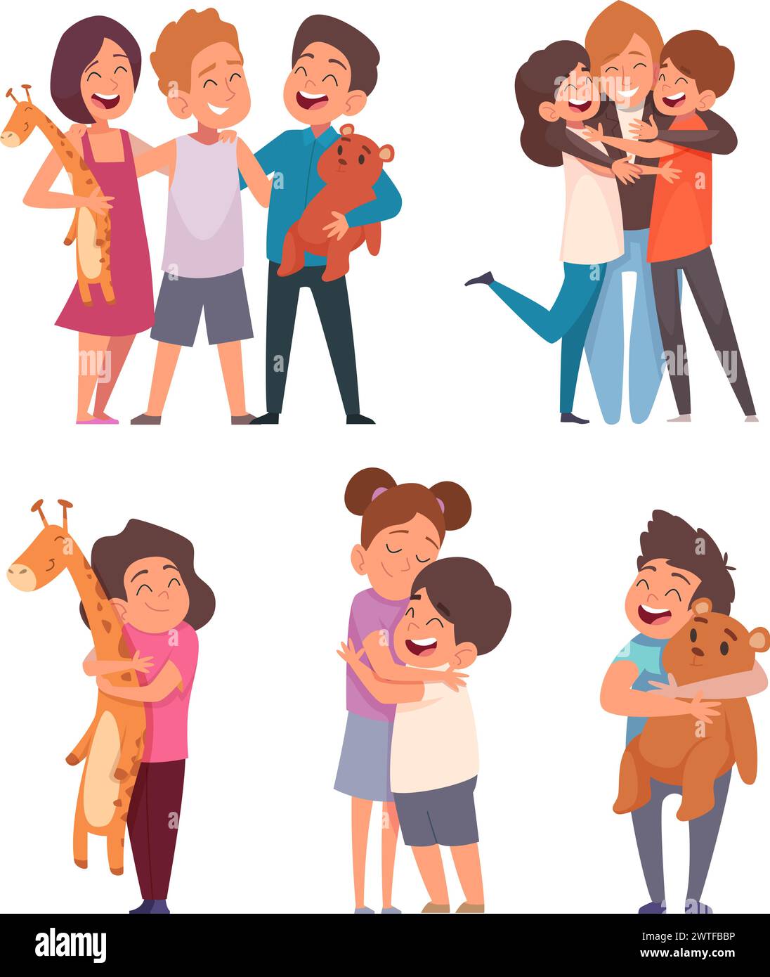 Family Hugging Cartoon