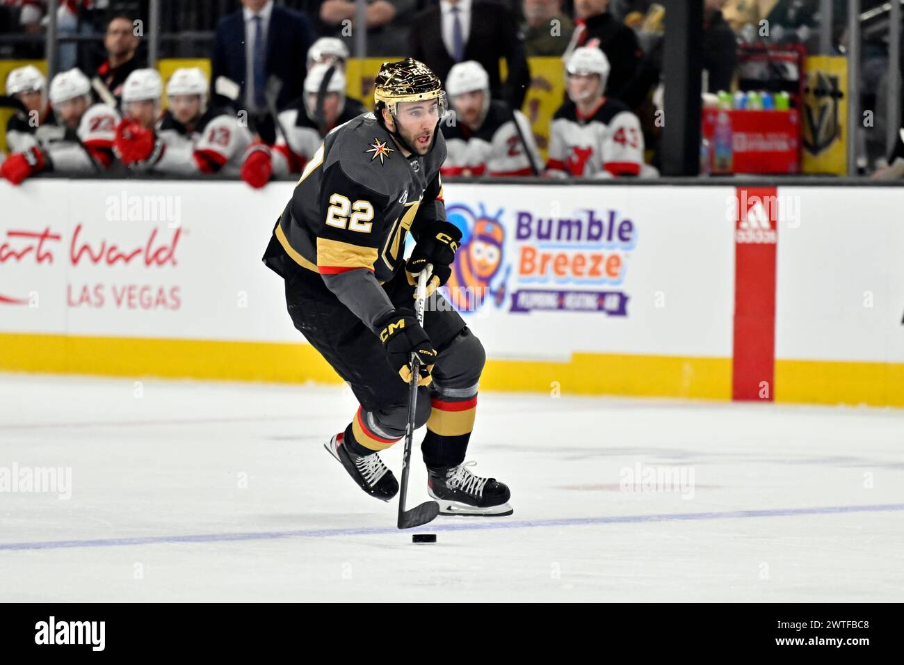 Vegas Golden Knights right wing Michael Amadio (22) skates with the ...
