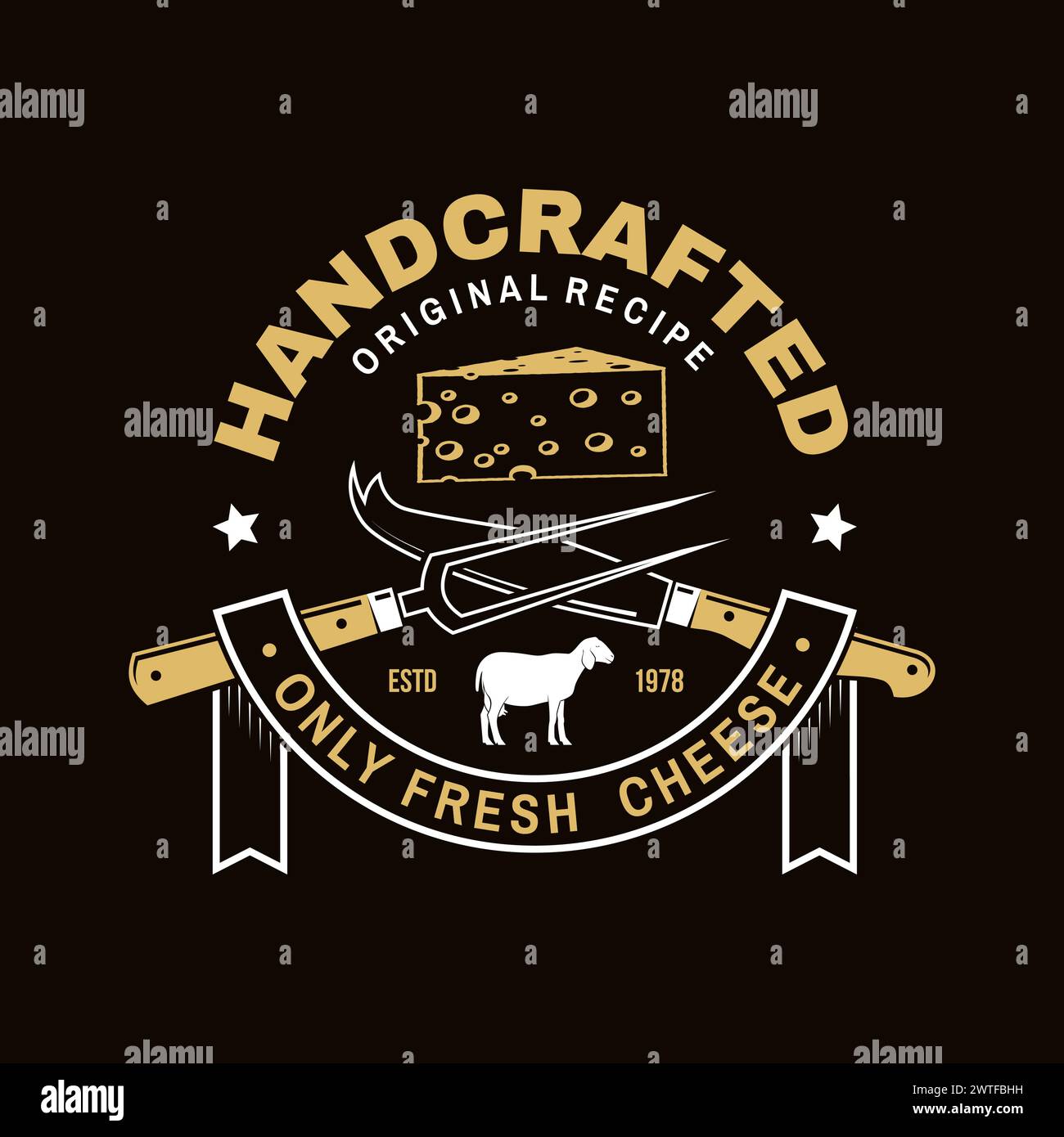 Cheese family farm poster design. Template for logo, branding design ...