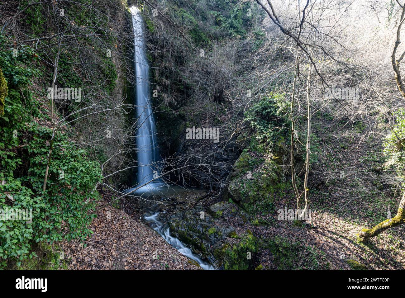 Babadag Yardan Waterfall. Yardan waterfall in mountain forest under ...