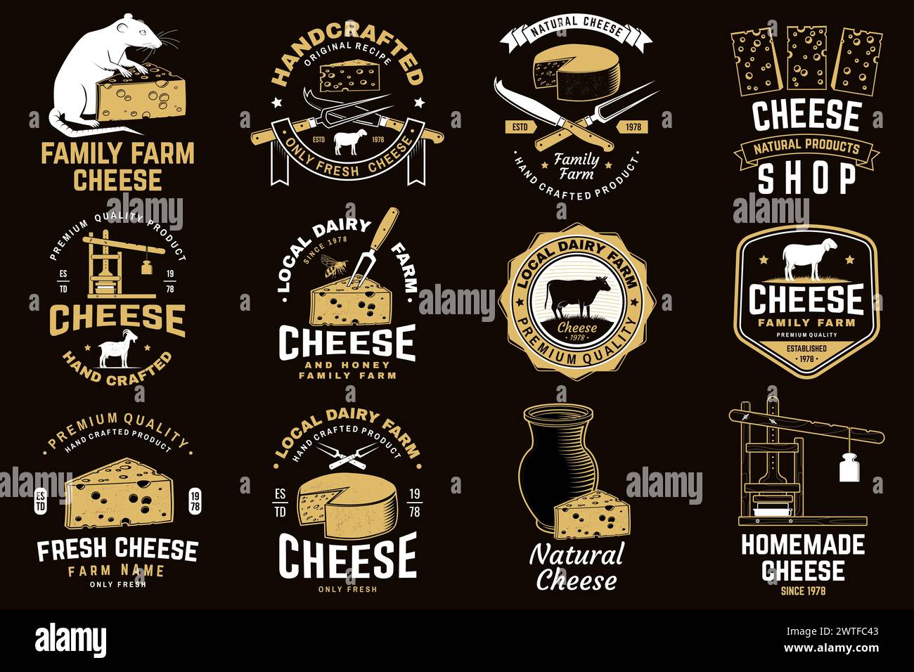 Cheese family farm badge design. Template for logo, branding design ...