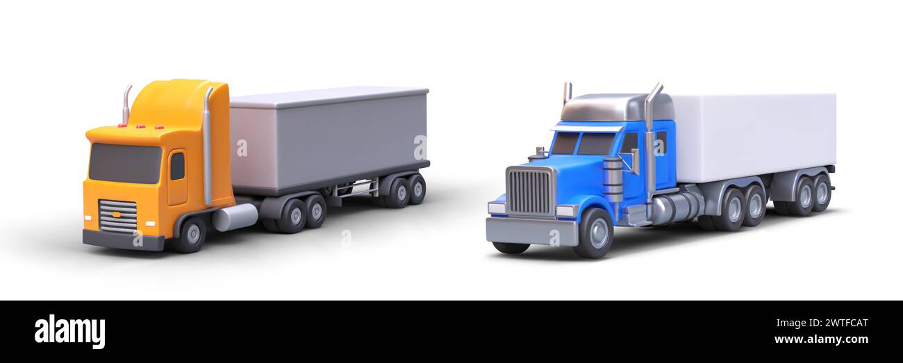 Realistic trucks with different types of cabs. Cab over and bonnet ...